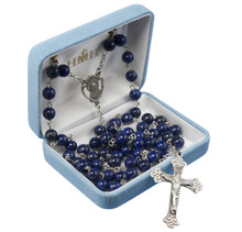 Round Lapis Rosary - Holy Land Art Company, LLC