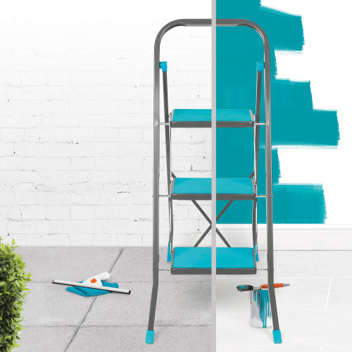 Shop 3 Step DIY Folding Stepladder | Turquoise