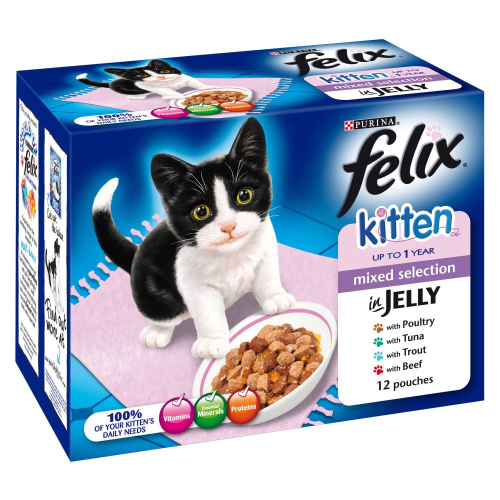 Felix Kitten Mixed Selection in Jelly Cat Food 12x85g - Petworlddirect