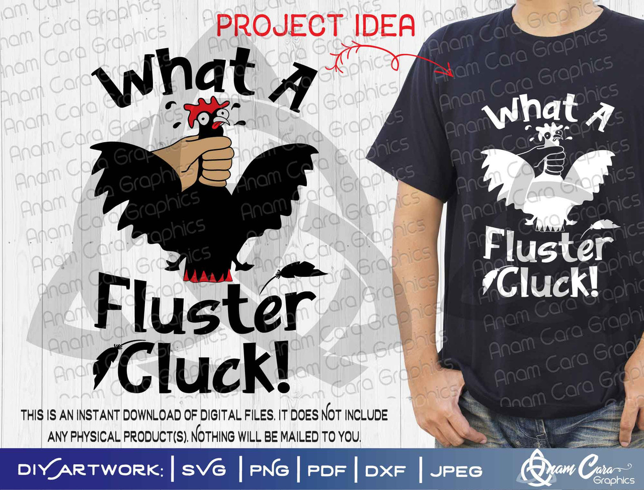 What A Fluster Cluck Funny Crazy Chicken| SVG Cut or Print Art ...