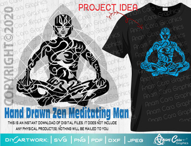 Hand Drawn Zen Male| SVG Cut or Print Art| AnamCaraGraphics