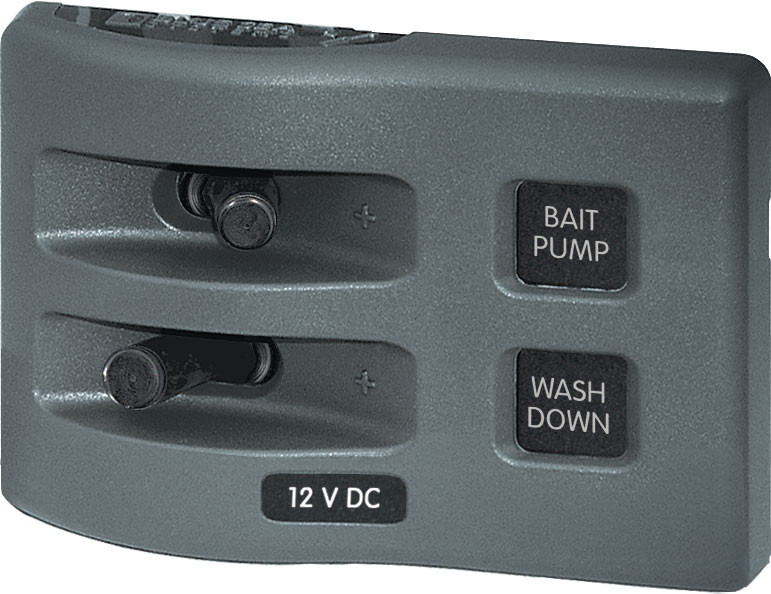 Blue Sea WeatherDeck® 12V DC Waterproof Switch Panel - 2 Position Grey