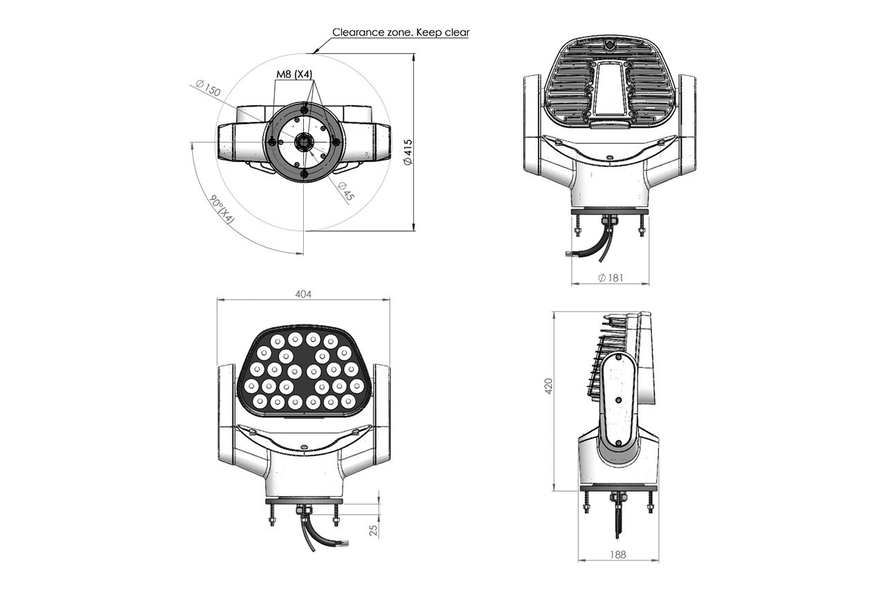 Glamox Luminell SL1 Searchlight Complete/Wh/DC/3m/OP LED Searchlight