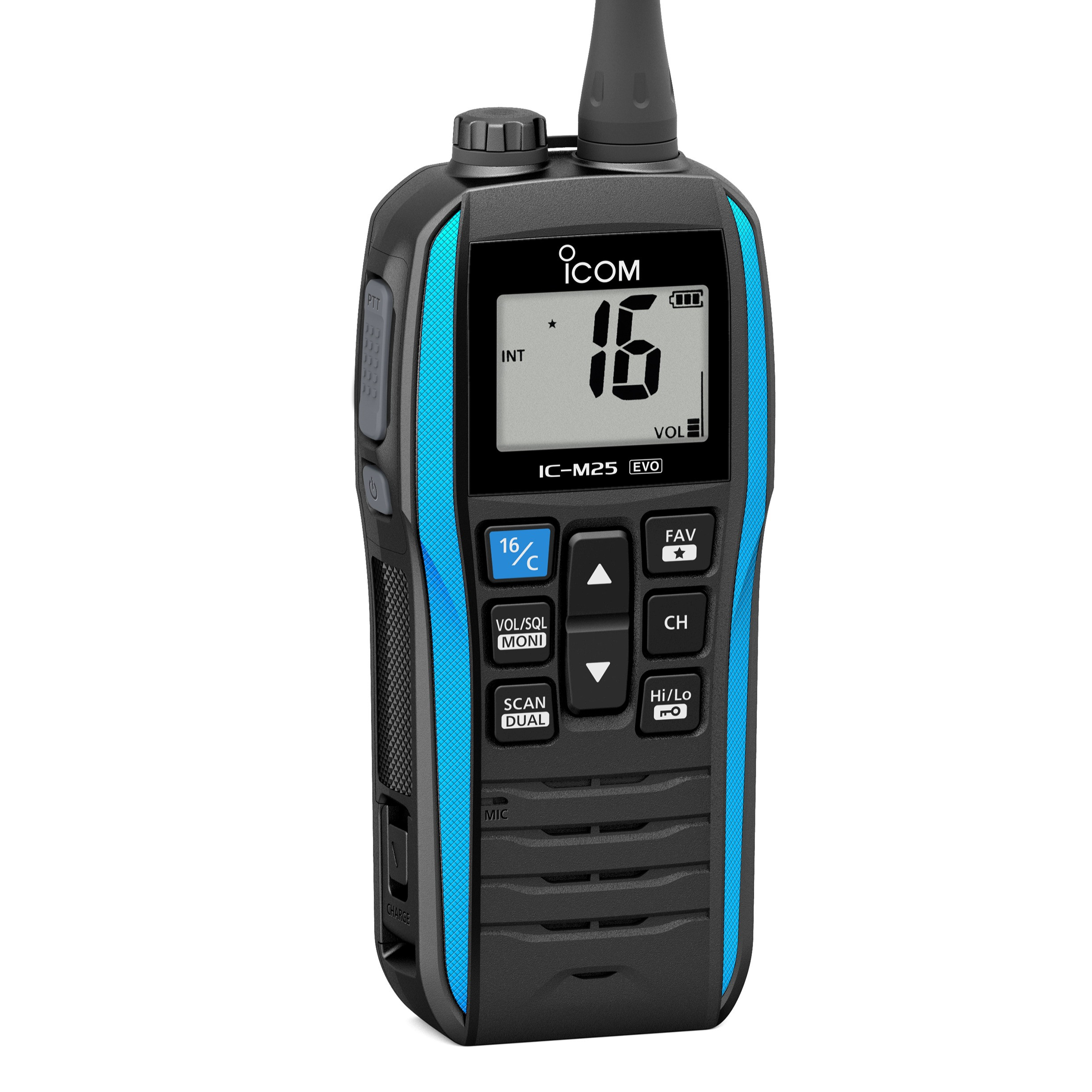 ICOM M25 EVO Hand Held VHF Radio - Black/Blue Trim USB-C