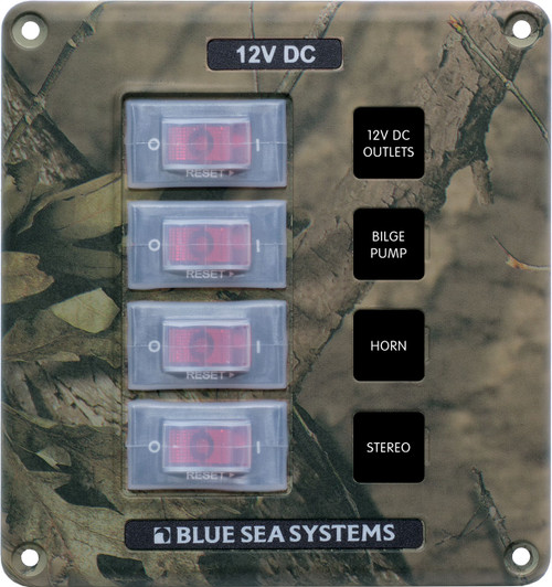 Blue Sea 4 Position Dashboard 12 Volt Switch Panel - Camoflage