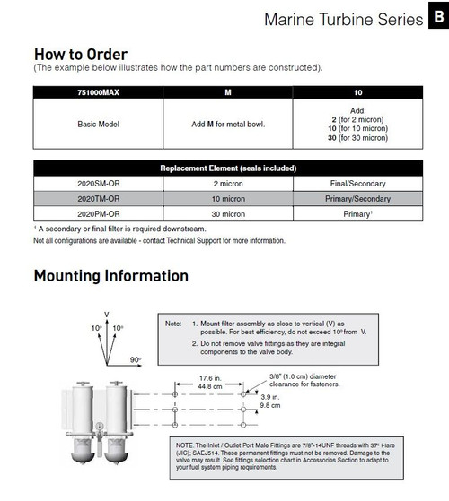 Racor Duplex 100 Turbine Fuel Filter 10 Micron Clear Bowl 751000MAX10