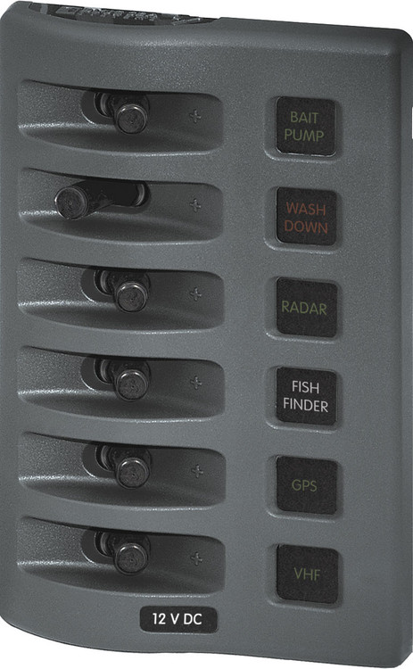 Blue Sea WeatherDeck® 12V DC Waterproof Fuse Panel - Grey 6 Positions