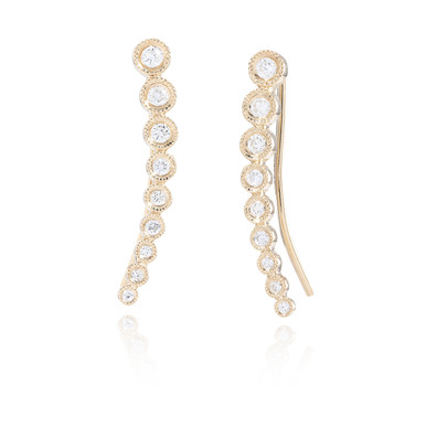 Diamond Curved Earrings | Lux Bond & Green