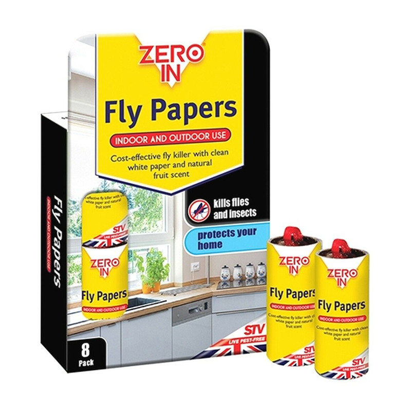 Zero In Sticky Fly Papers for Flies and Insects 8 Pack