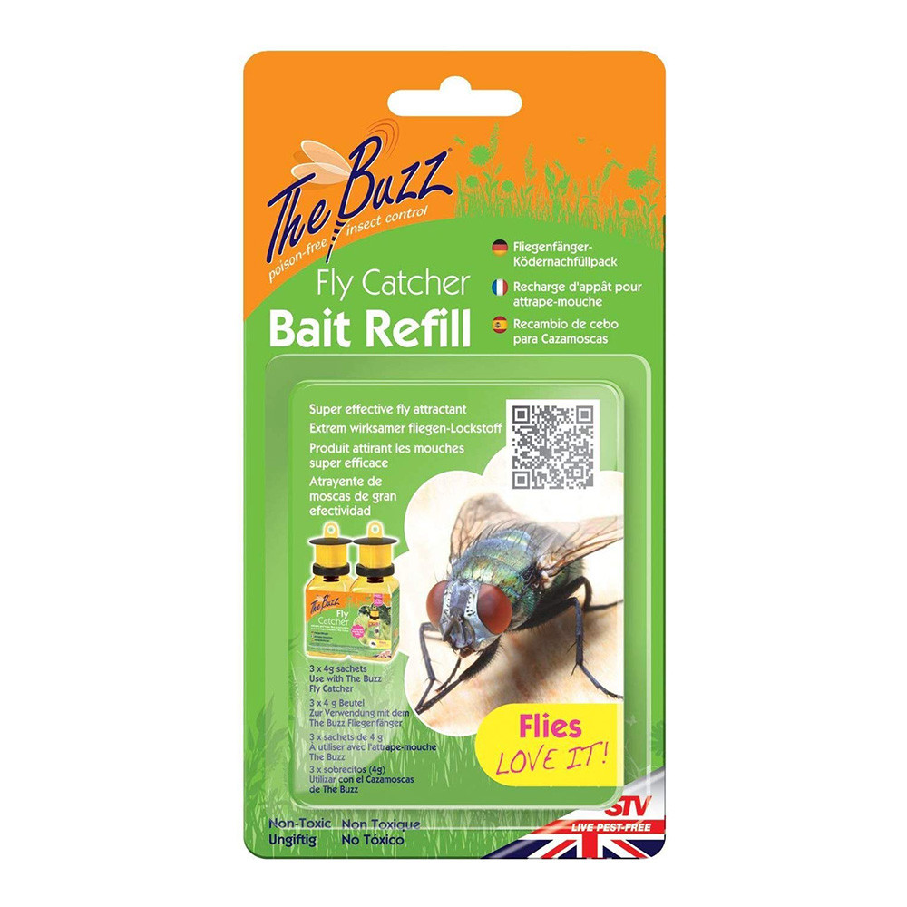 The Buzz Fly Catcher Attractant Bait Refill 3 x 4g Sachets