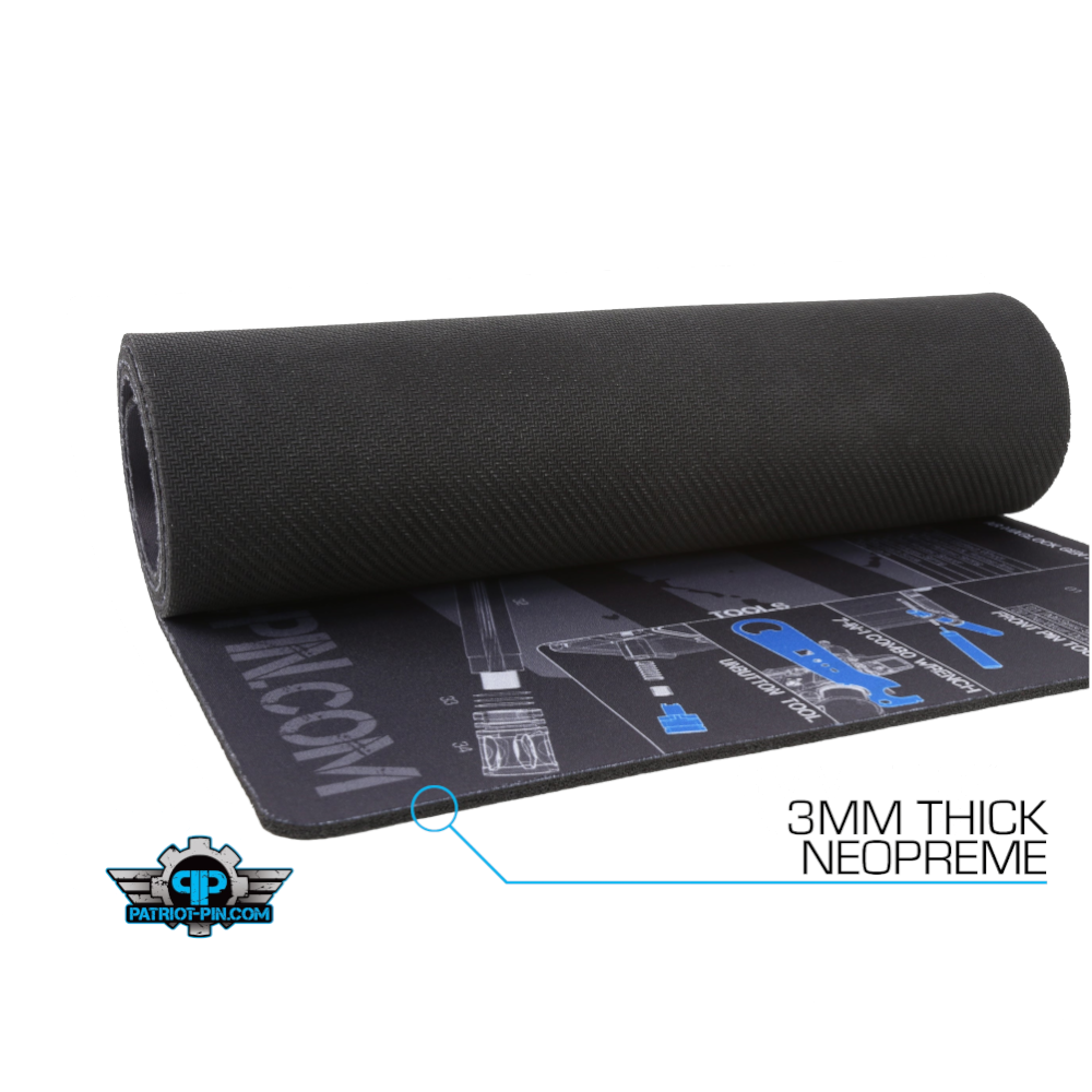 Gun Mat AR-15 Exploded Diagram - 30" x 10" x 3mm by Patriot-Pin
