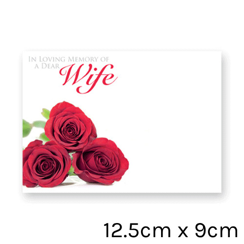 In Loving Memory of Wife Red Rose Message Cards - 12.5cm x 9cm (6)