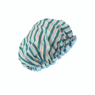 Danielle Teal Stripe Shower Cap | Cleo