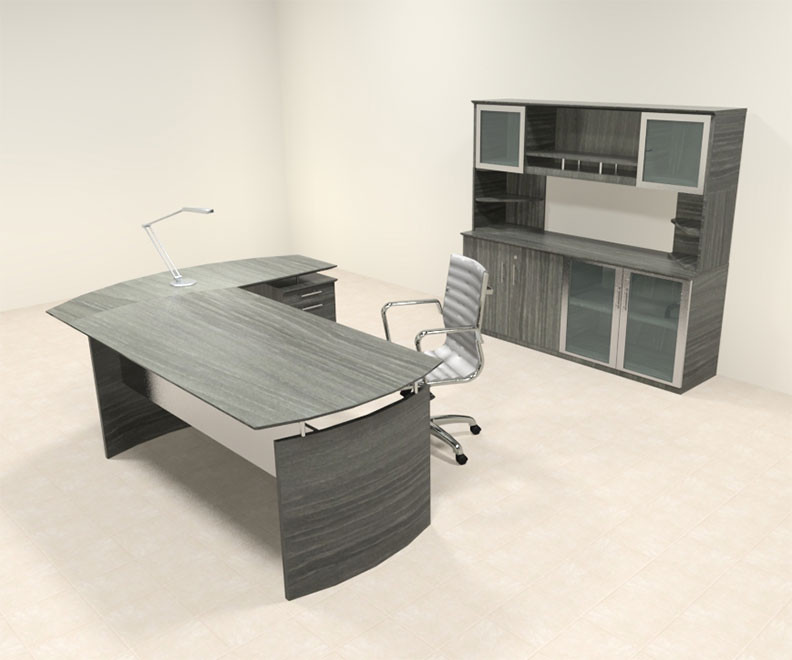 4pc Modern Contemporary L Shaped Executive Office Desk Set, #MT-MED-O34 ...