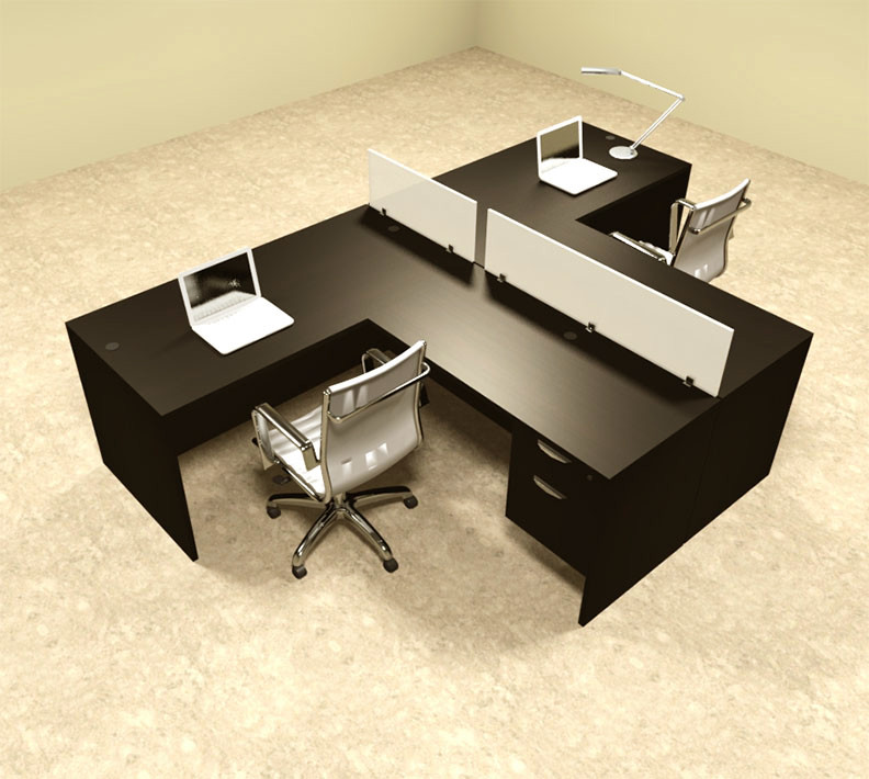 Two Person L Shaped Divider Office Workstation Desk Set, #OT-SUL-SP56 ...