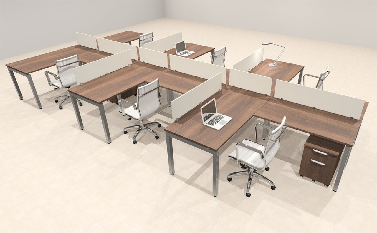 Six Person Modern Divider Office Workstation Desk Set, #OF-CON-SP44 ...