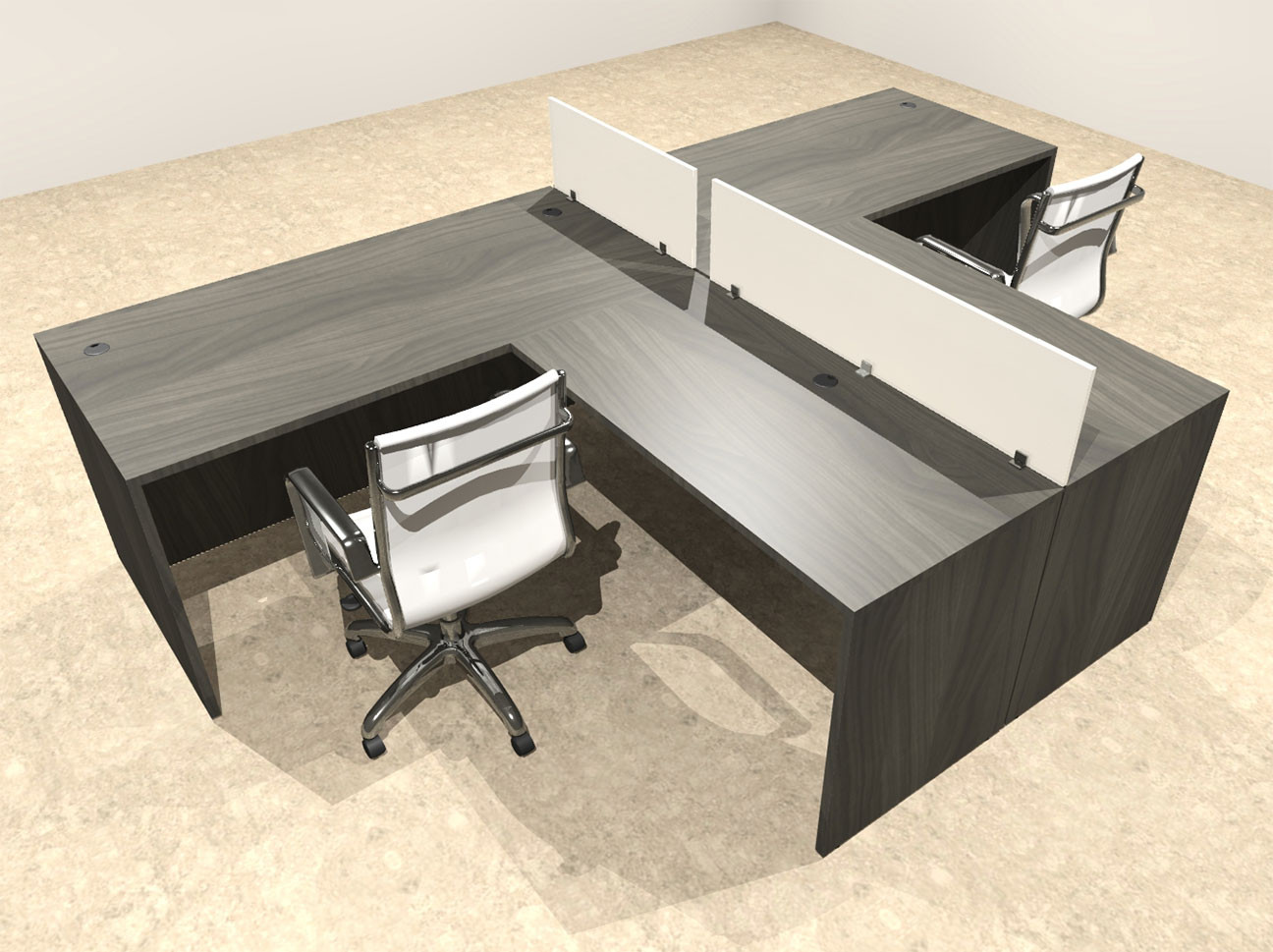 Two Person Modern Divider Office Workstation Desk Set, #OT-SUL-SP75 ...