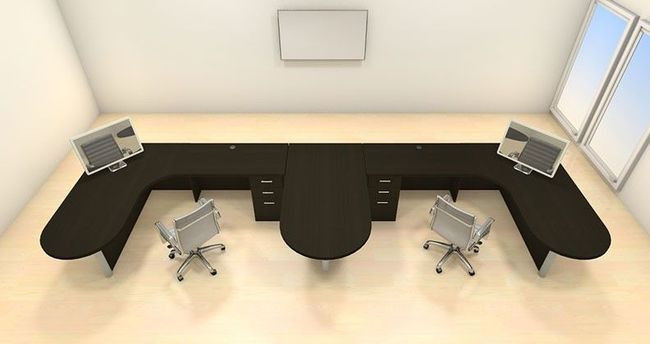 Two Persons Modern Executive Office Workstation Desk Set, #CH-AMB-S48 ...