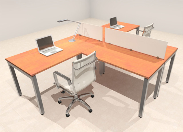 Two Person Modern Divider Office Workstation Desk Set, #OF-CON-SP3 ...