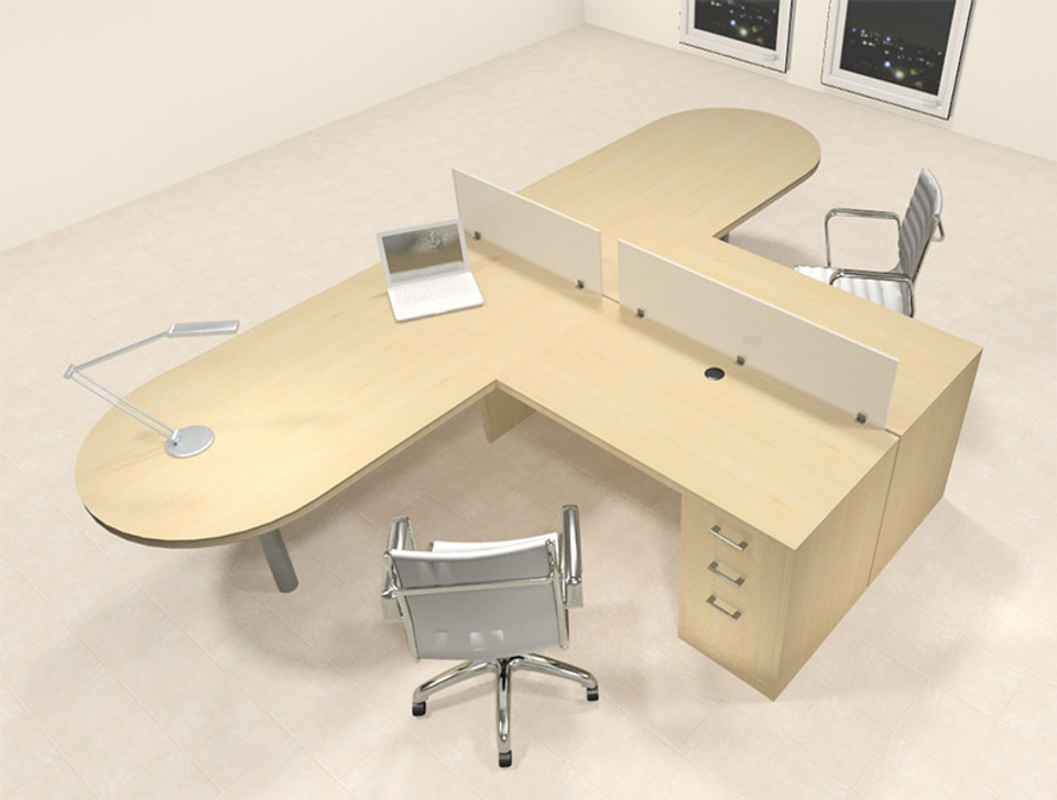 Two Person L Shaped Modern Divider Office Workstation Desk Set, #CH-AMB ...