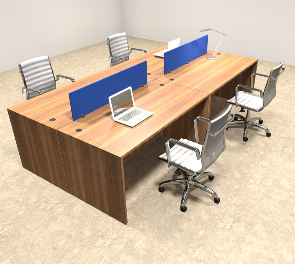 Four Person Modern Blue Divider Office Workstation Desk Set, #OT-SUL ...