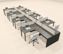 8 Person Modern Metal Leg Office Workstation Desk Set, #OT-SUL-SPM120 ...