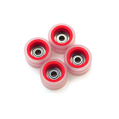 FlatFace Dual Durometer Bearing Wheels - Red/Clear - FlatFace Fingerboards