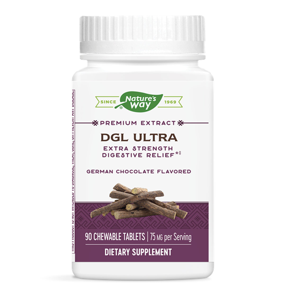 DGL ULTRA CHOCOLATE FLAVOR 90 CHEWABLE TABLETS Nature's Way
