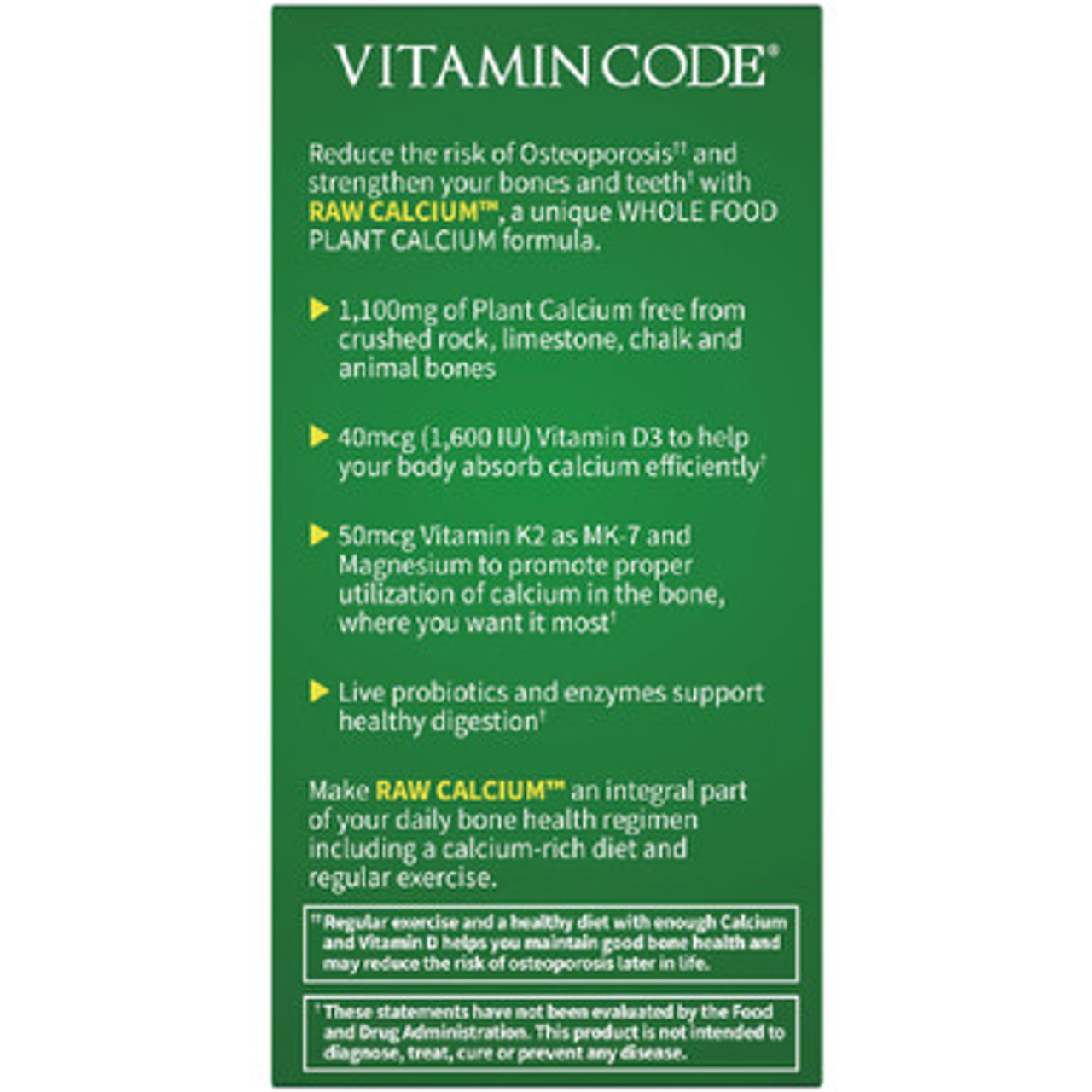 VITAMIN CODE RAW CALCIUM 120 VEG CAPSULES