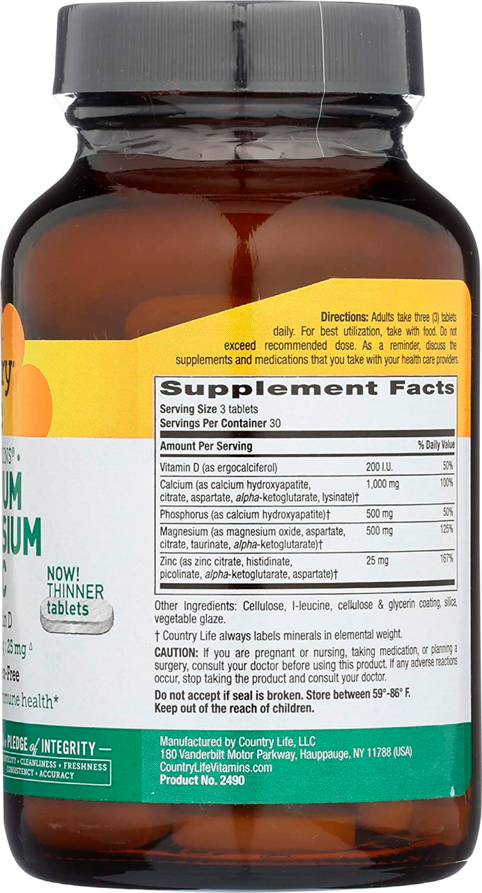 CALCIUM MAGNESIUM POTASSIUM TARGET MINS 180 TABLETS Country Life