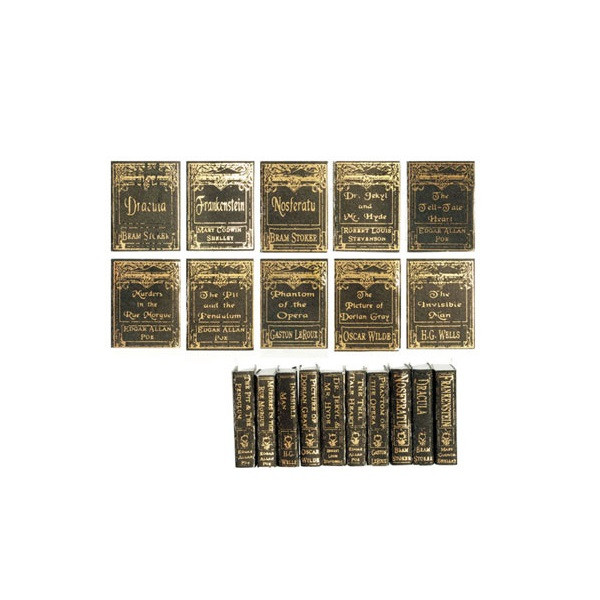 NI154 - Horror Classics Book Set (10 Pieces) - Jeepers Dollhouse Miniatures
