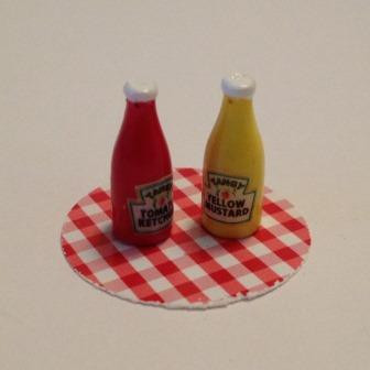 Ketchup & Mustard Set - Jeepers Dollhouse Miniatures