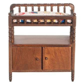 Walnut Changing Table - Jeepers Dollhouse Miniatures