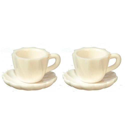AZG8533 - Victorian Cups & Saucers, 2 Sets - Jeepers Dollhouse Miniatures