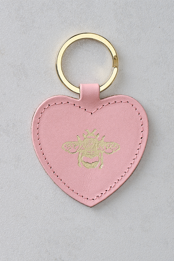 Leather Heart Bee Key Ring