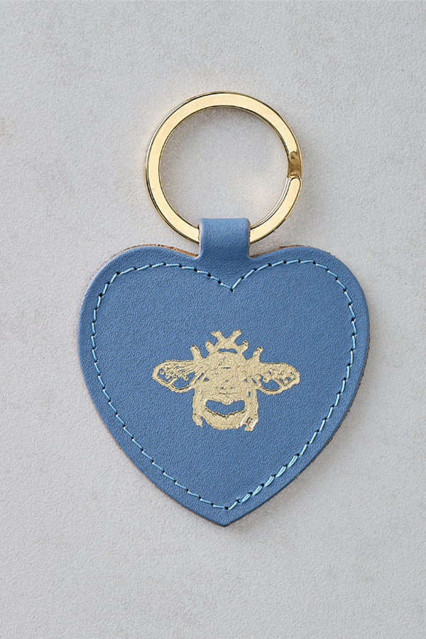 Leather Heart Bee Key Ring