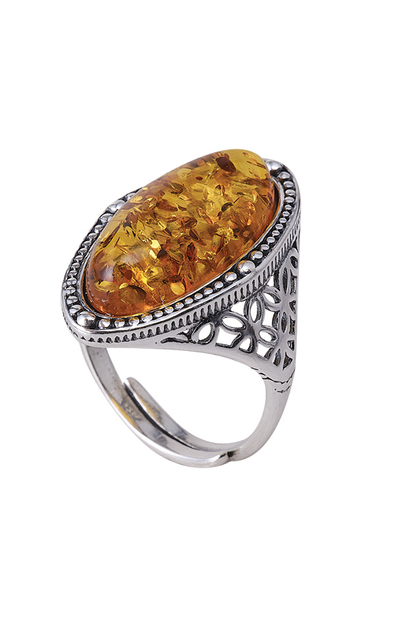 Cognac Amber Adjustable Ring