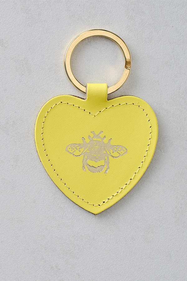 Leather Heart Bee Key Ring