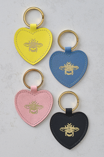 Leather Heart Bee Key Ring
