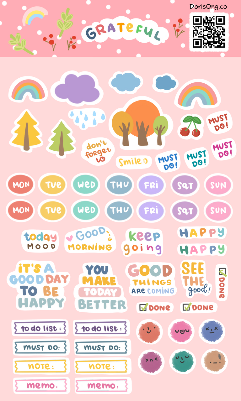 Combo Sticker Doris - Grateful