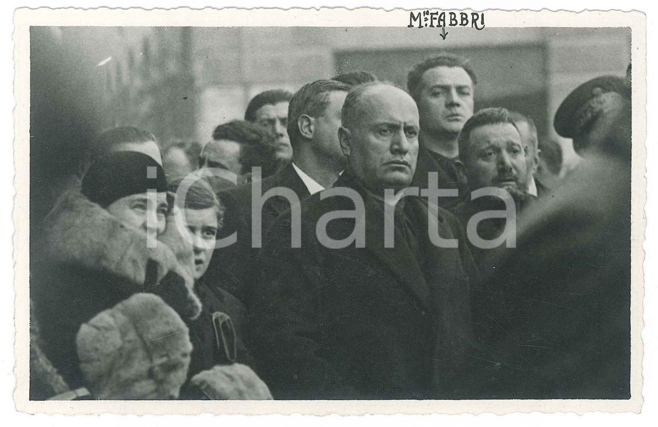 1940 ca ITALIA FASCISMO Benito MUSSOLINI a un funerale - Foto 14x9 cm