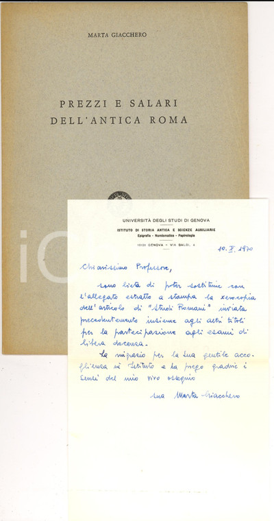 1970 Marta GIACCHERO Salari antica ROMA con