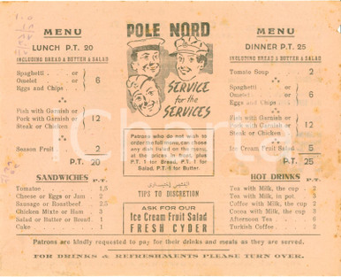 1943 WW2 CAIRO (EGYPT) Bar & Restaurant POLE NORD