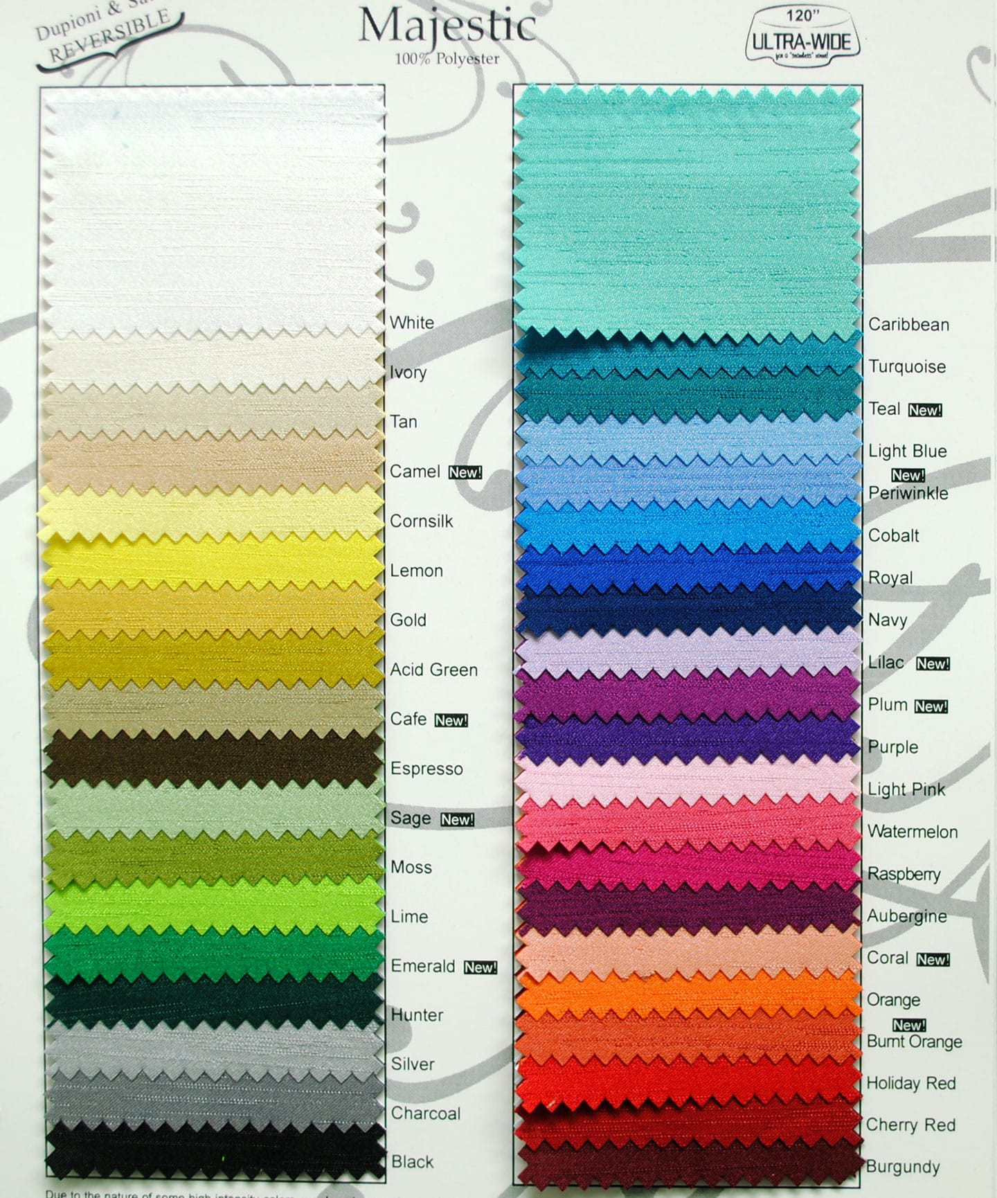 Basic Polyester Swatch Card - TableLinensforLess
