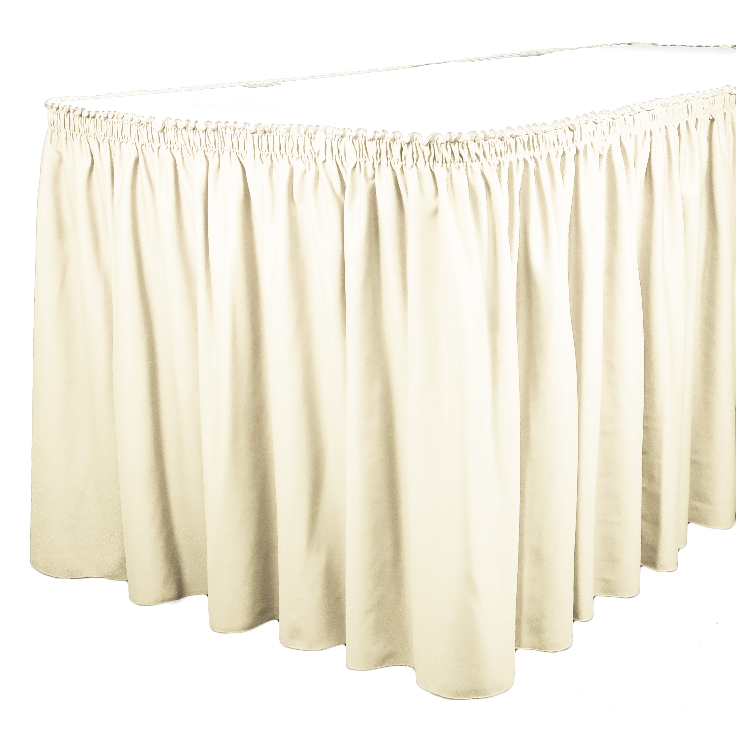 Ivory 17 ft. SimplyPoly Shirred Pleat Table Skirting - TableLinensforLess