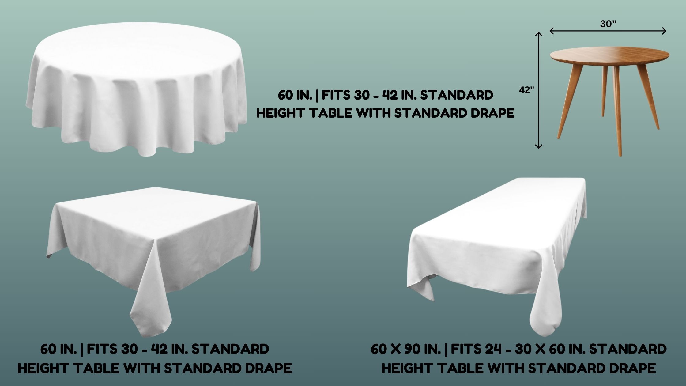 Standard tablecloth sizes store