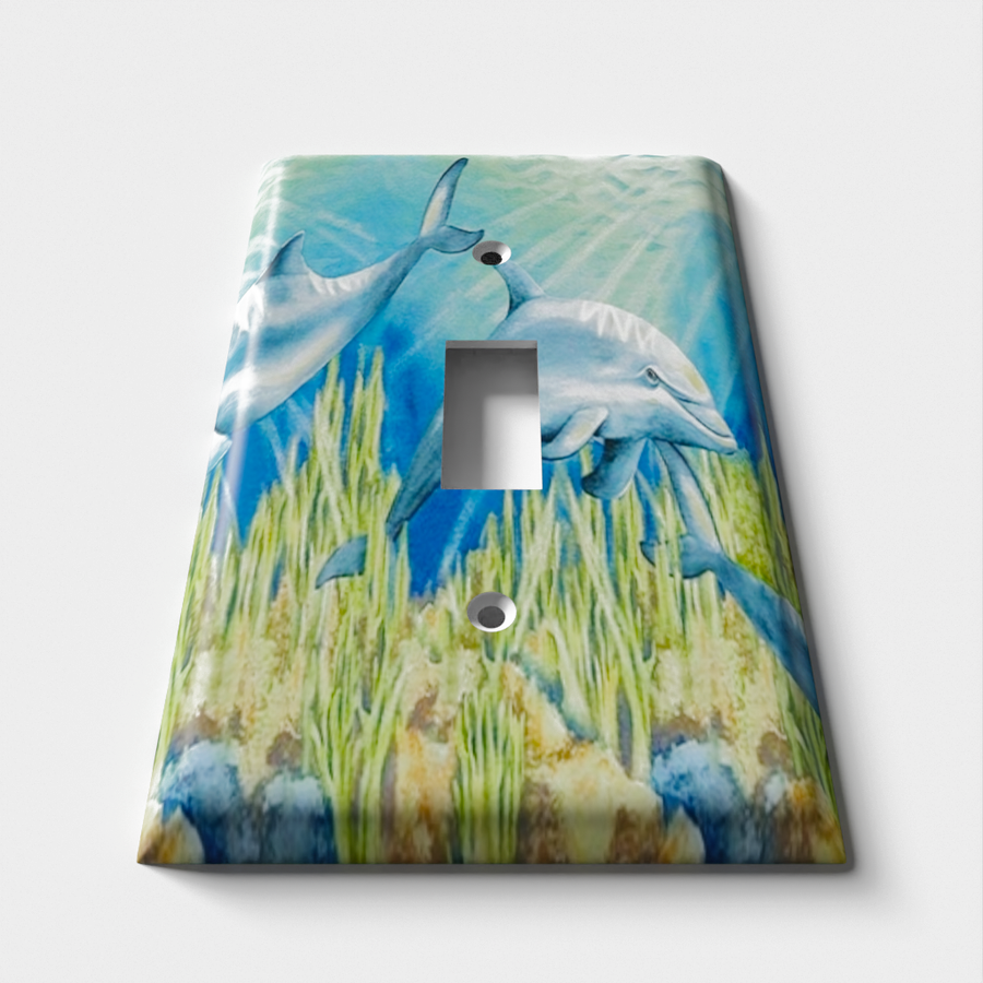 Dolphin Tiles Decorative Light Switch Plate Cover - Snazzy Switch
