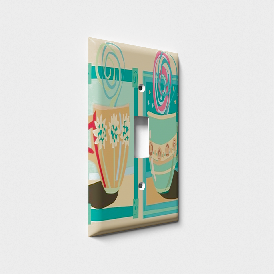 Retro Coffee Mugs Decorative Light Switch Plate Cover - Snazzy Switch