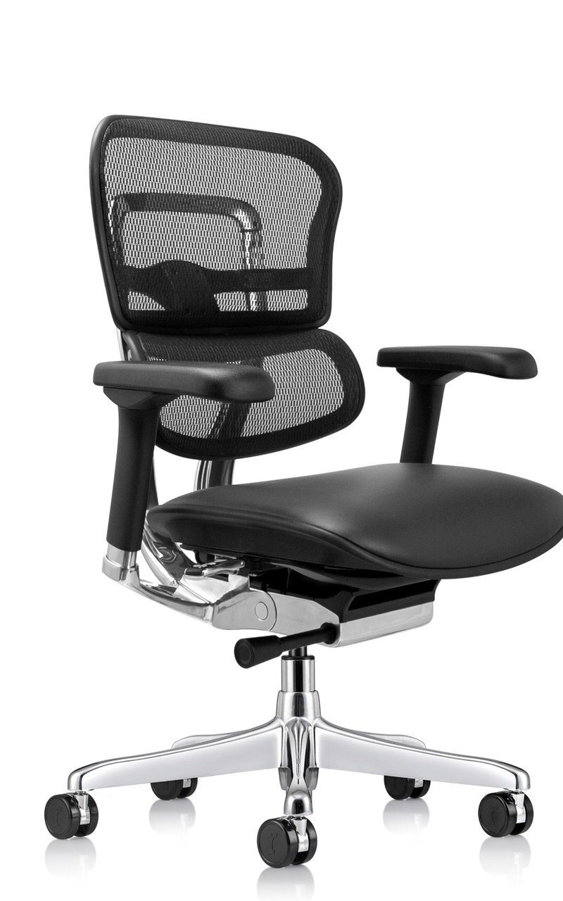 Eurotech Black Leather Ergohuman Mesh Low Back Chair LEM6ERGLO