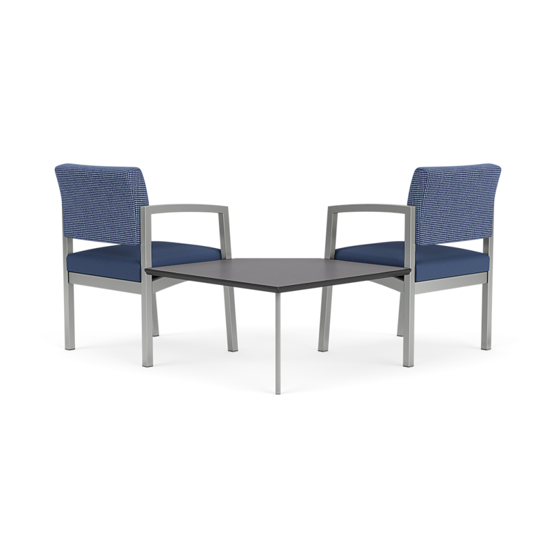 Lesro Lenox Steel 2 Chairs with Connecting Table | Officechairsusa